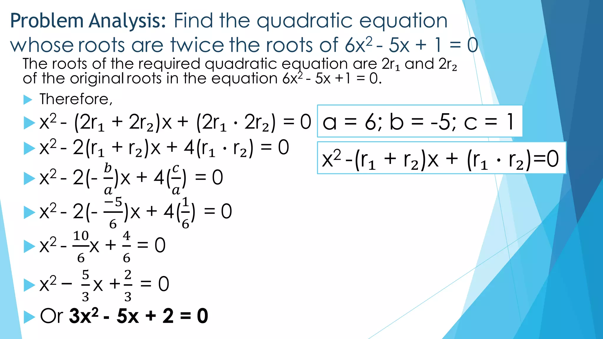 Roots And Coefficient Of A Quadratic Equation Pdf