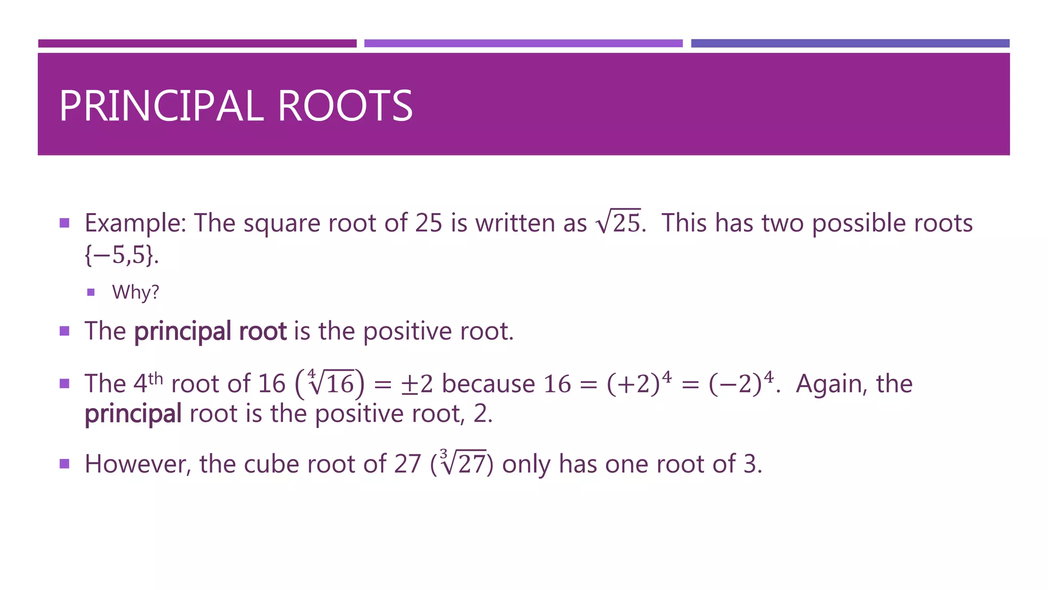 Roots and Radical Expressions Notes | PPTX | Physics | Science