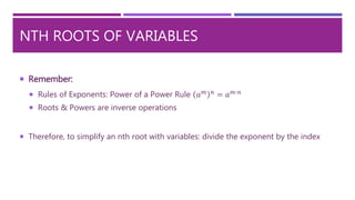 Roots and Radical Expressions Notes | PPTX | Physics | Science