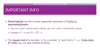 Roots and Radical Expressions Notes | PPTX | Physics | Science