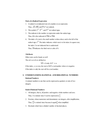 ROOTS AND RADICALS - ELEMENTARY ALGEBRA | PDF