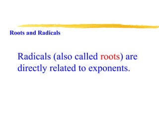 Roots and Radicals PowerPoint For grade 8 and 9.ppt