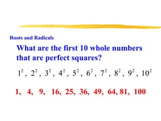 Roots and Radicals PowerPoint For grade 8 and 9.ppt