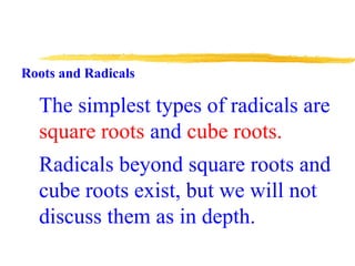 Roots and Radicals PowerPoint For grade 8 and 9.ppt
