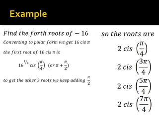Roots Of Complex Numbers Rc | PPT