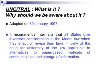 Roots of Indian IT ACT 2000- UNCITRAL | PPTX