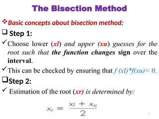 ROOTS OF NON LINEAR FUNCTION (BISECTION AND NEWTON RAPHSON).pptx