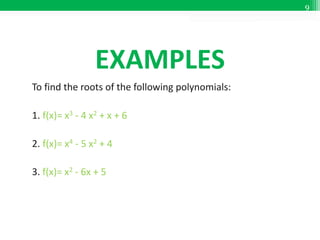 Roots of polynomials | PPTX
