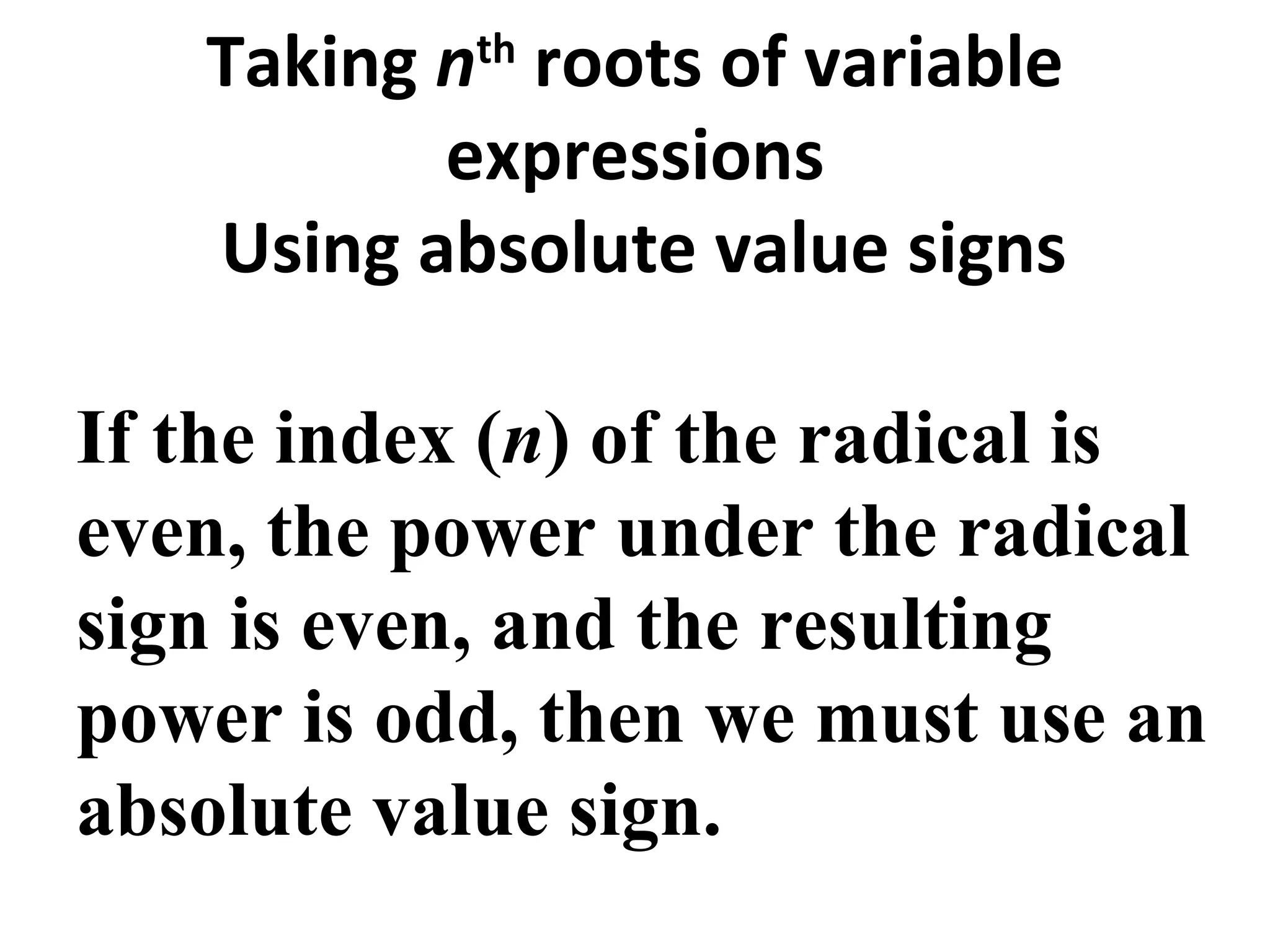Roots of real numbers and radical expressions | PPT