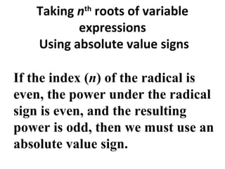 Roots of real numbers and radical expressions | PPT