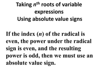 Roots of real numbers and radical expressions | PPT