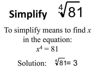 Roots of real numbers and radical expressions | PPT