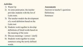Roots, prefixes and suffixes sample mini lessons | PPT