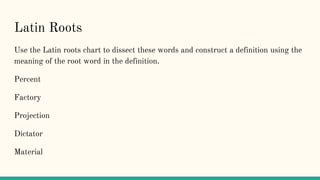 Roots, prefixes and suffixes sample mini lessons | PPT