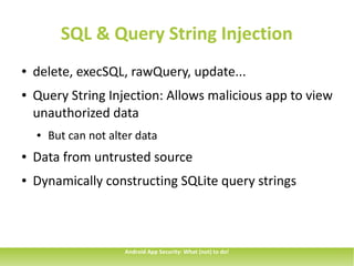 Android App Security: What (not) to do! | PDF
