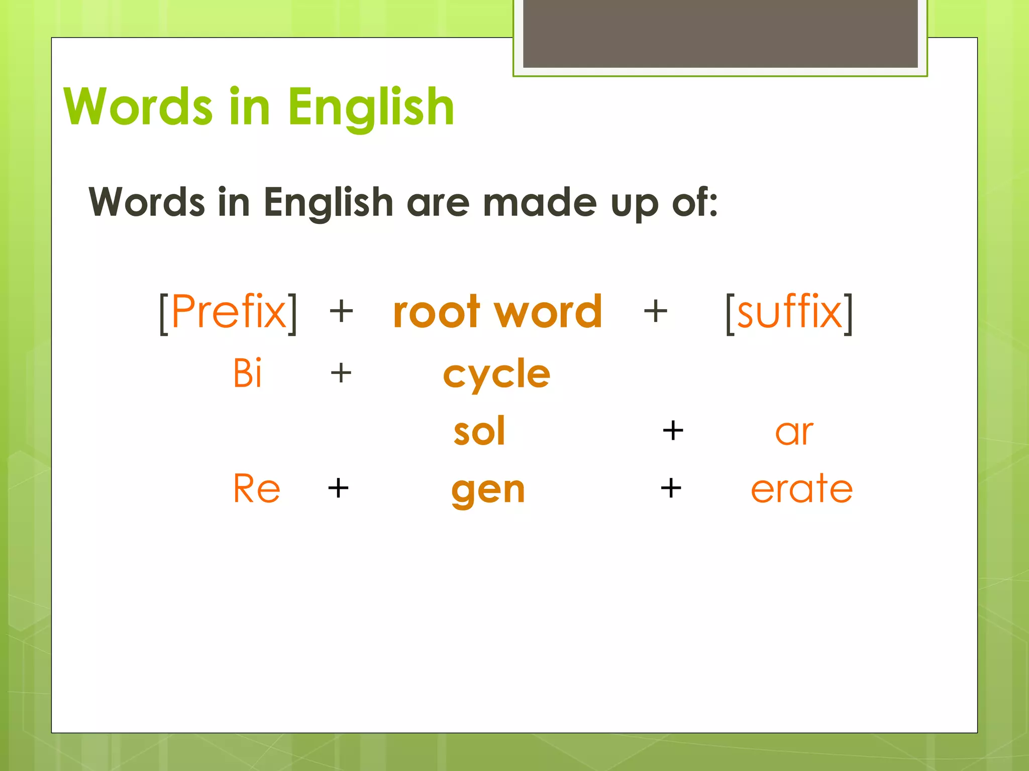 Root words prefixes-suffixes | PPTX