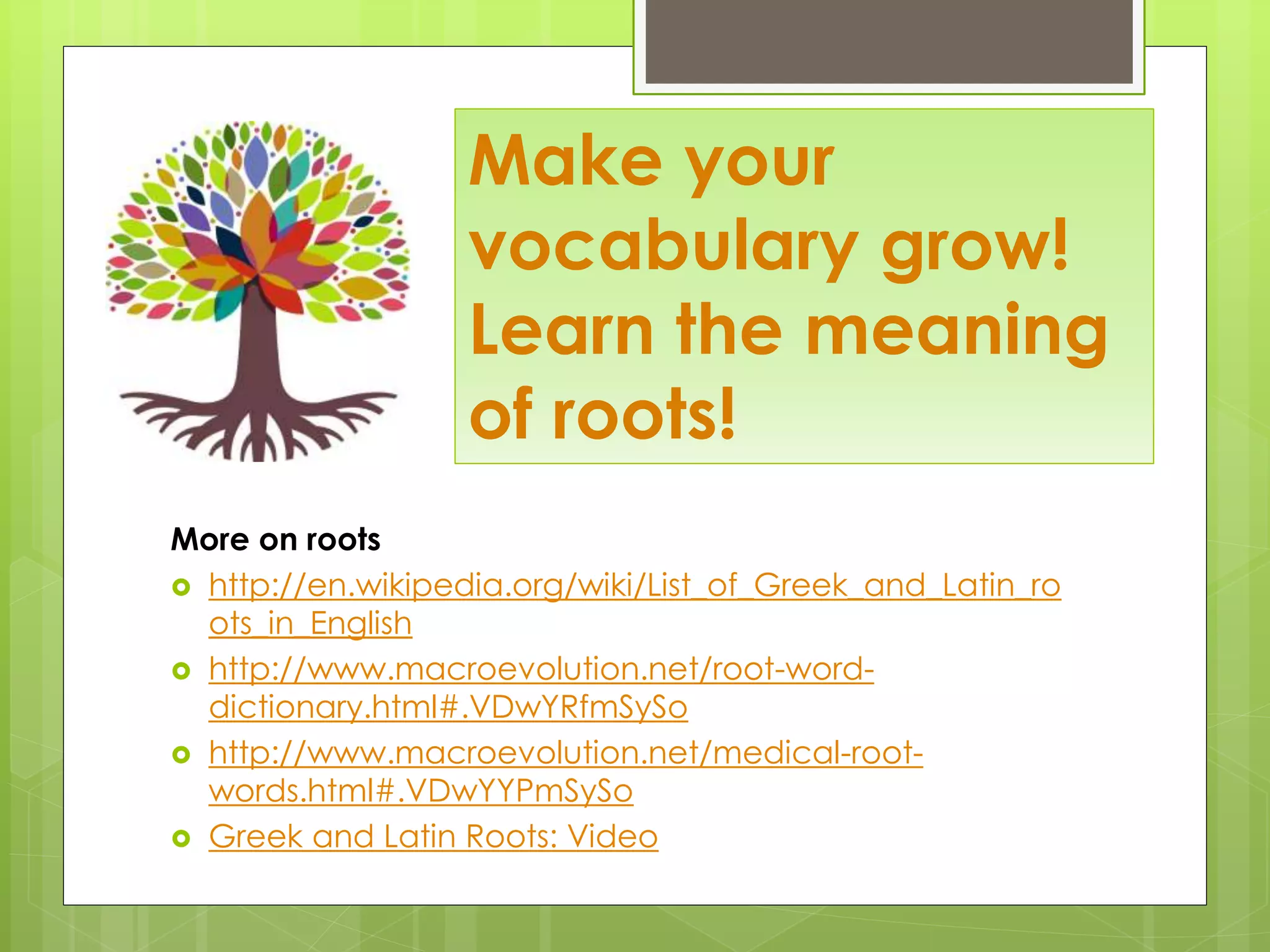 Root words prefixes-suffixes | PPTX