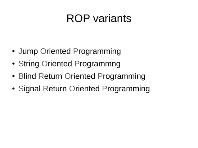 Return Oriented Programming - ROP | PDF