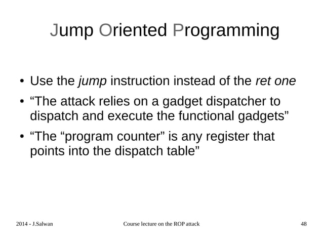 Course Lecture An Introduction To The Return Oriented Programming Ppt