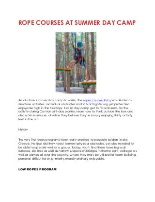 Rope courses at summer day camp
