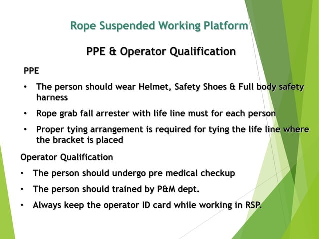 Rope suspended platform- Safety | PPT