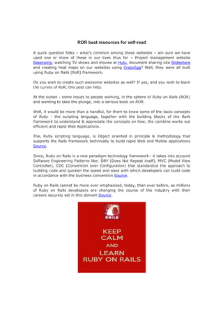 Ruby on Rails best resources for self | PDF