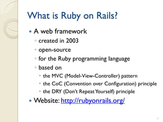 Ruby on Rails: a brief introduction | PPT