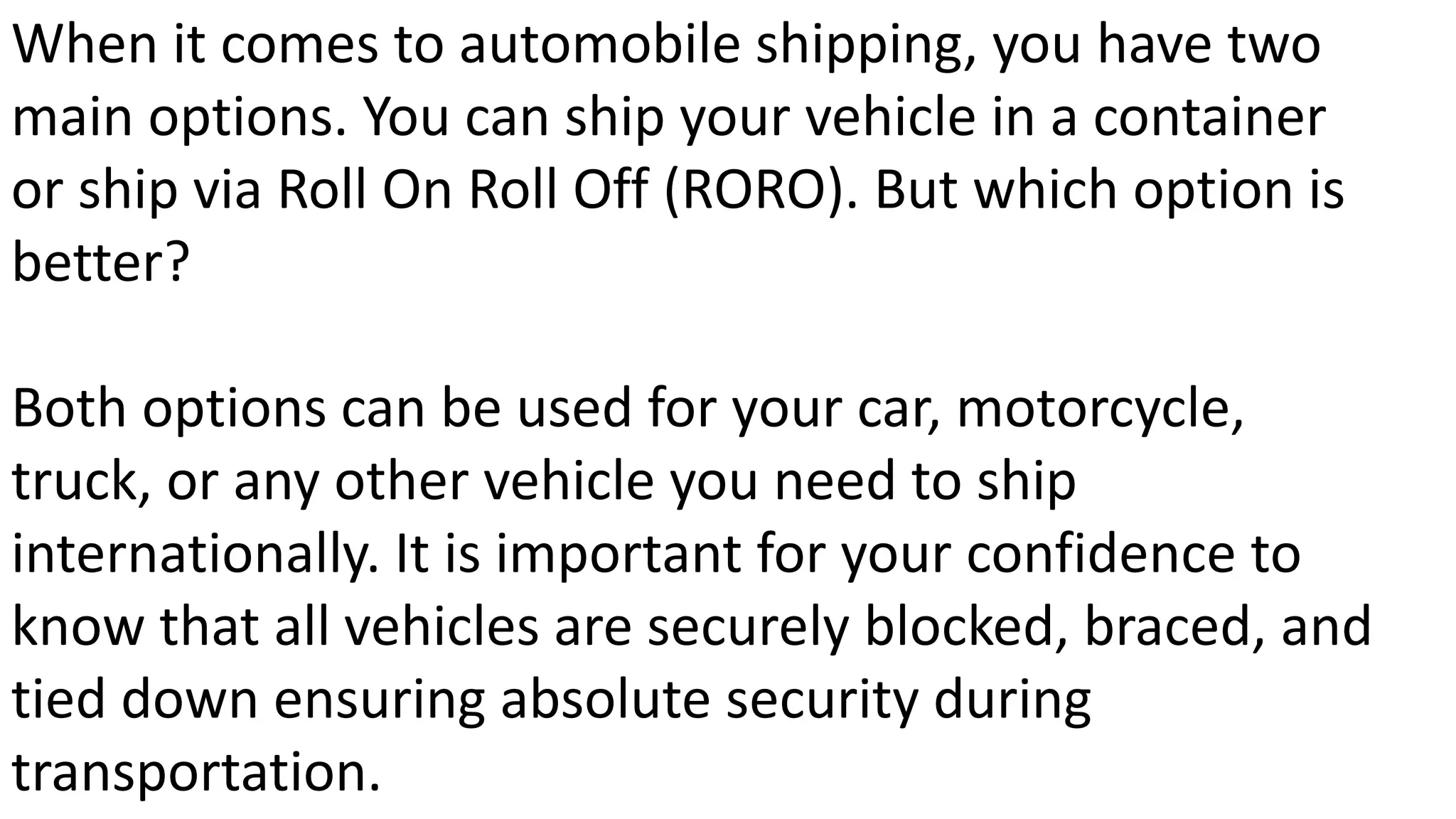 RORO SHIPPING VS CONTAINER SHIPPING | PPT