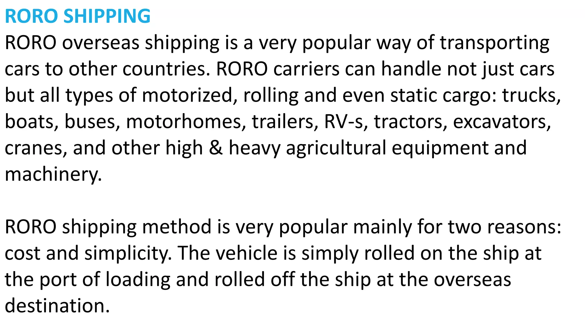 RORO SHIPPING VS CONTAINER SHIPPING | PPT