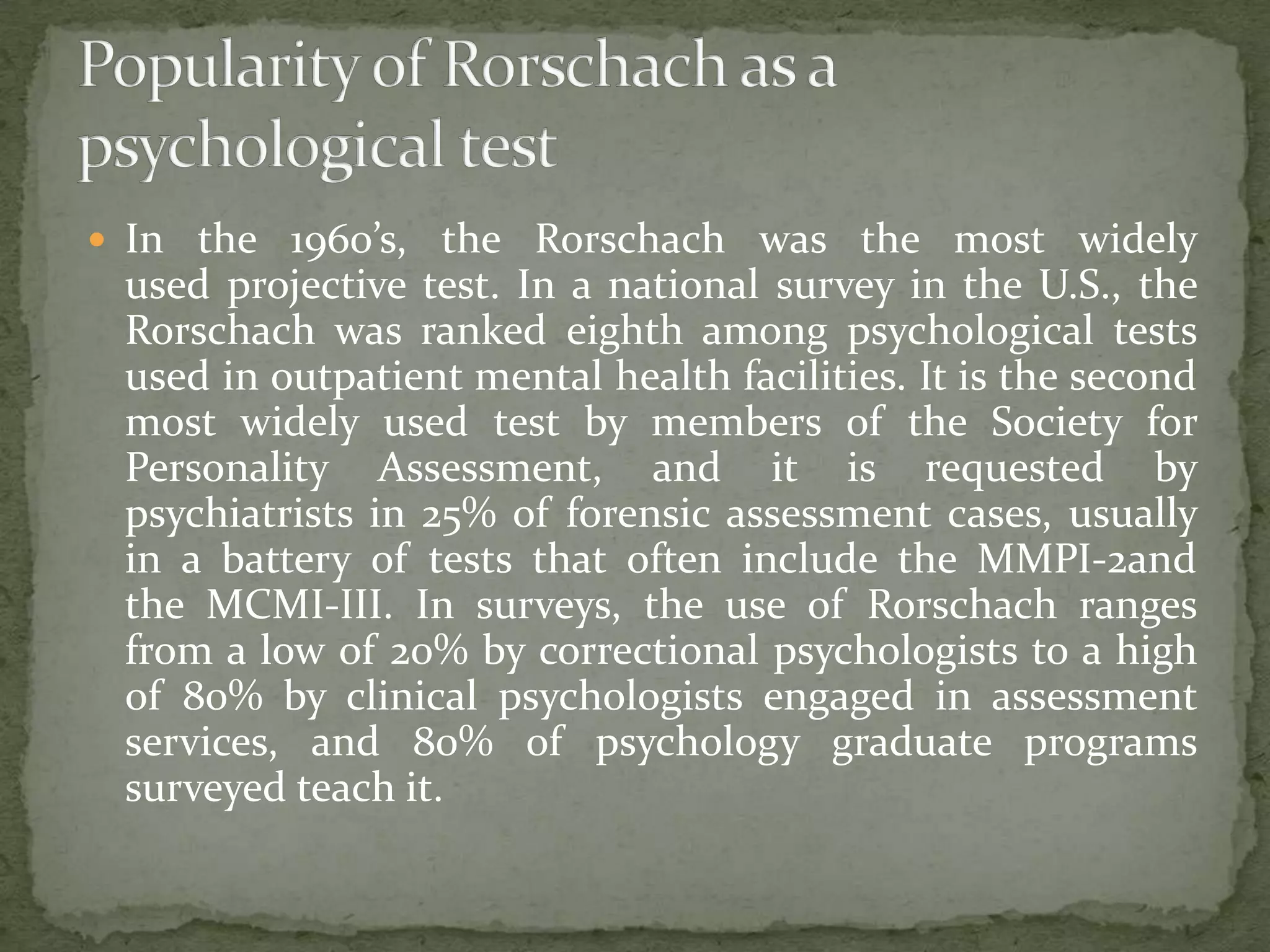 Rorschach Inkblot Test | PPTX