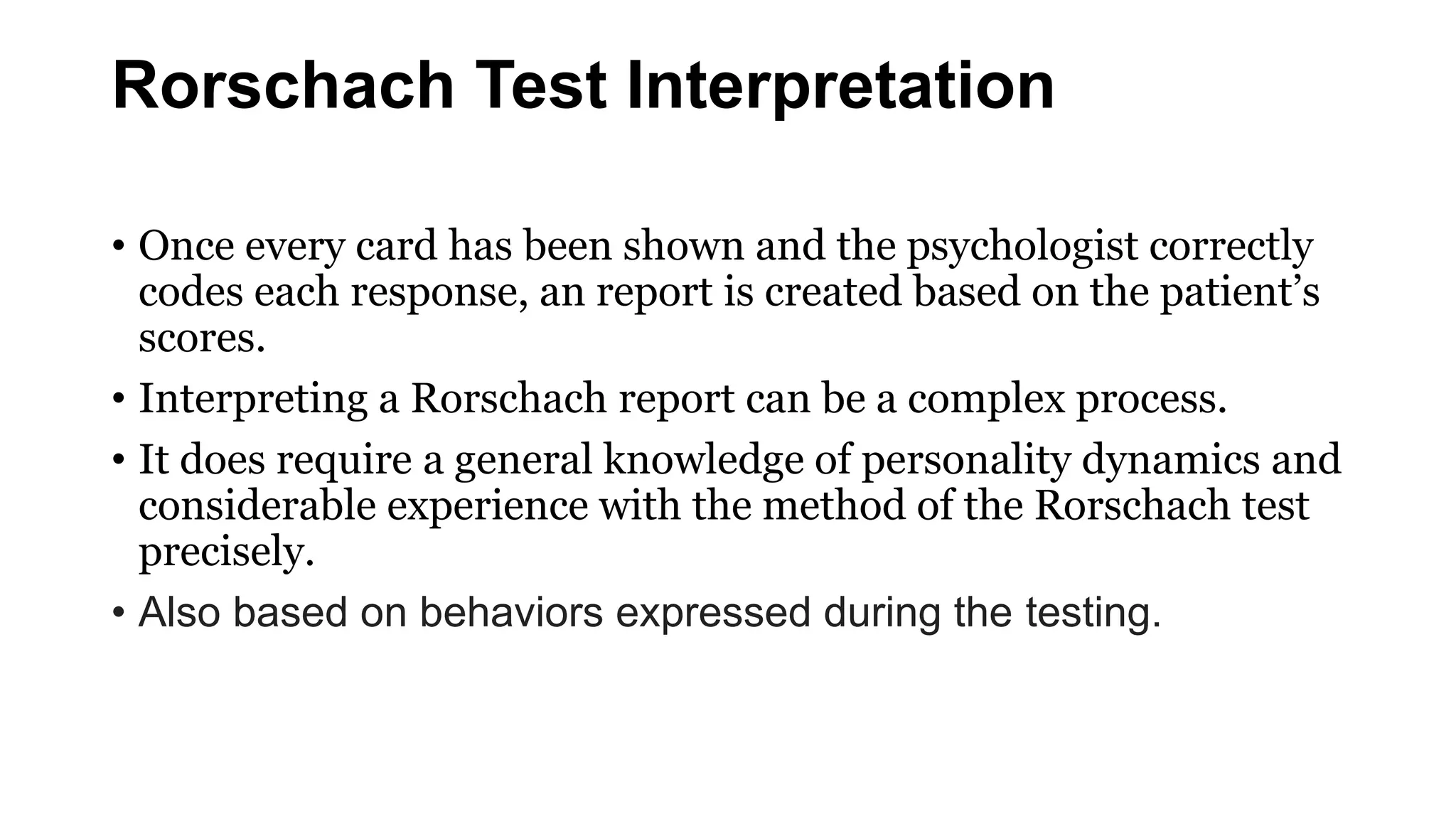 Rorschach Inkblot Test as a projective technique | PPTX | Mental Health ...