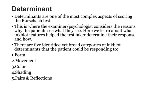 Rorschach Inkblot Test as a projective technique | PPT