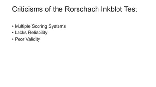 Rorschach Inkblot Test as a projective technique | PPTX | Mental Health ...