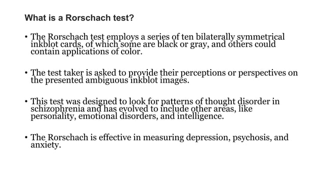 Rorschach Inkblot Test as a projective technique | PPT