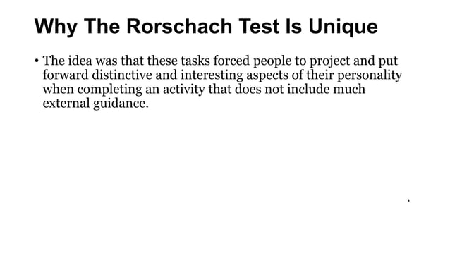 Rorschach Inkblot Test as a projective technique | PPT