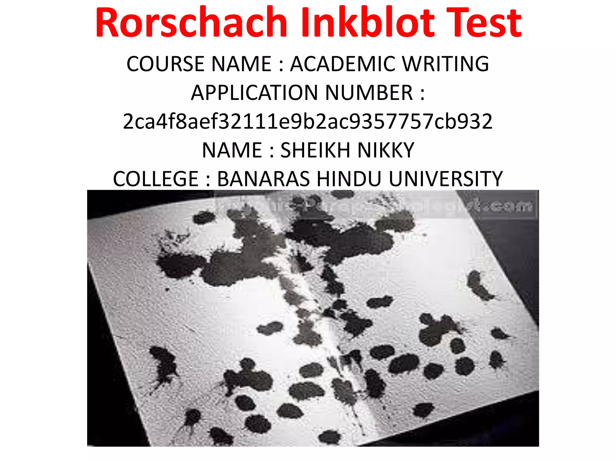 Rorschach inkblot test presentation | PPTX