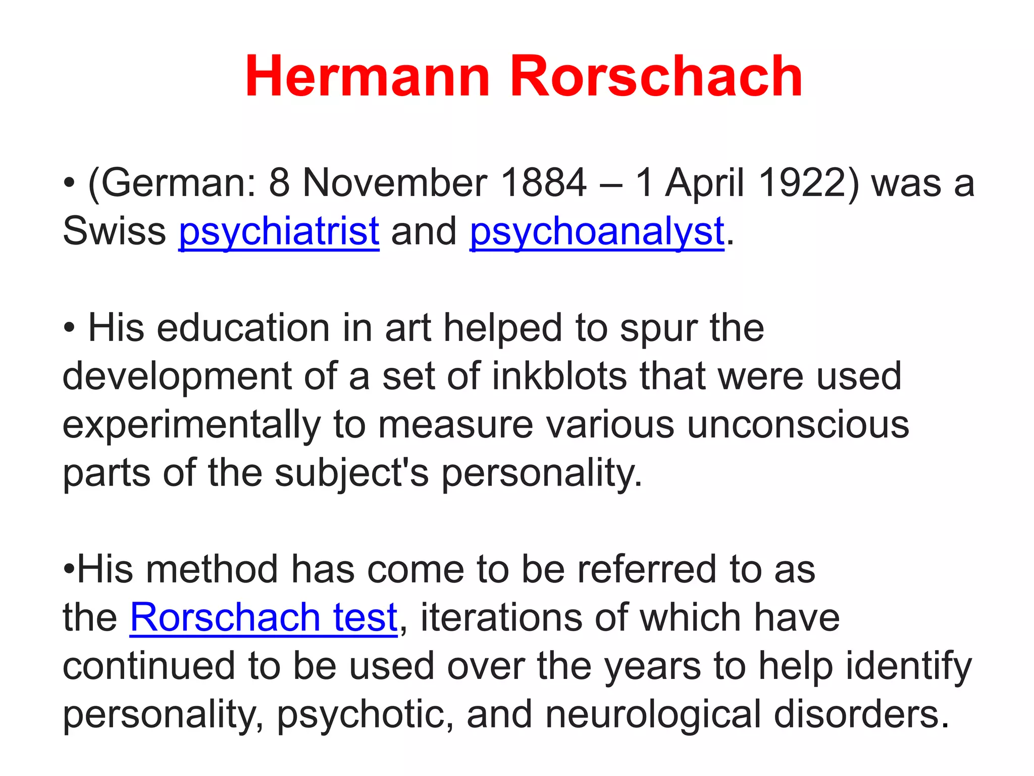Rorschach inkblot test presentation | PPTX