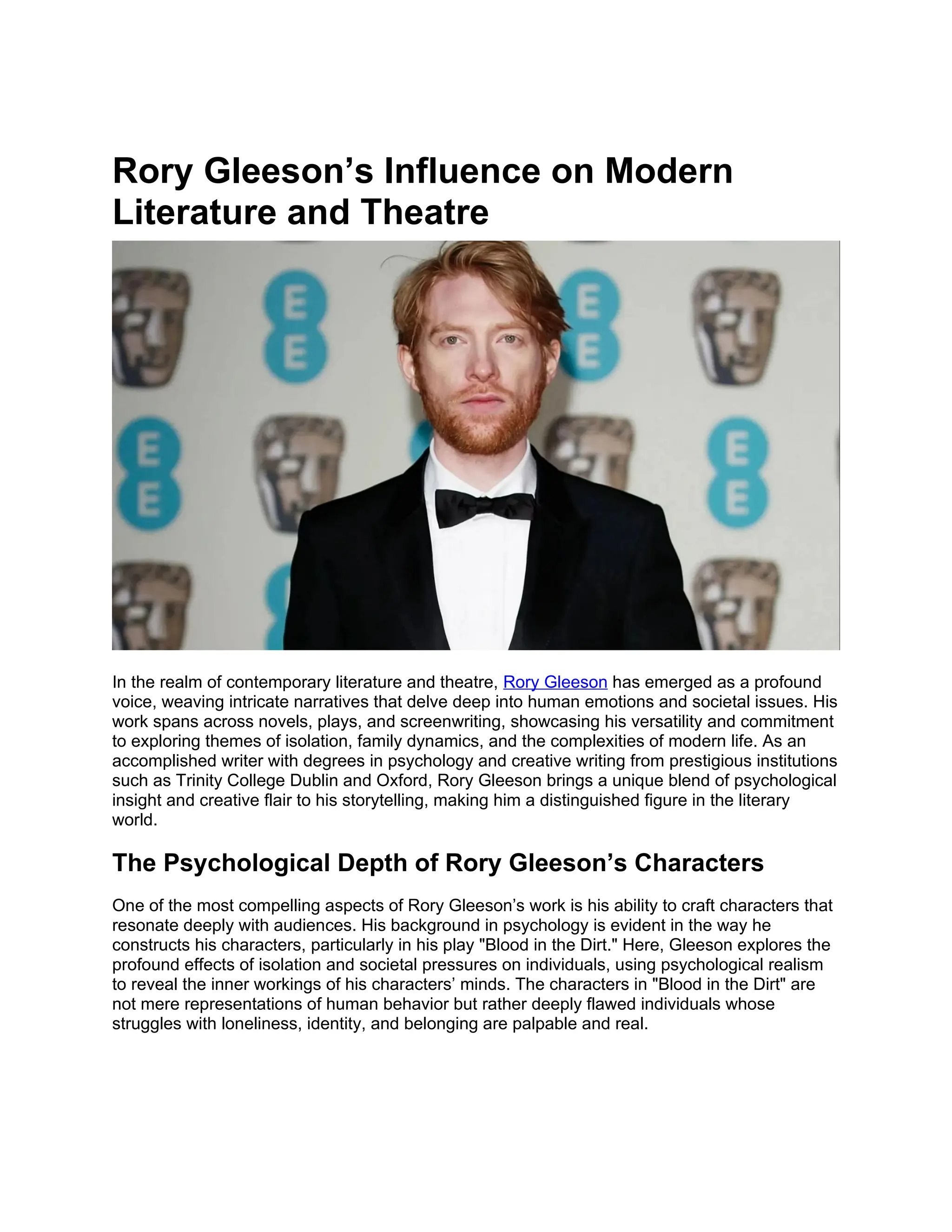 Rory Gleeson’s Influence on Modern Literature and Theatre.docx
