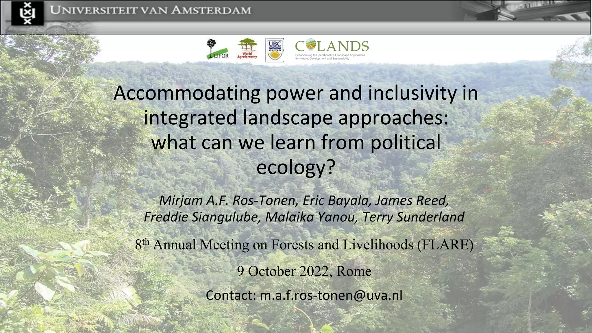 Accommodating power and inclusivity in integrated landscape approaches ...