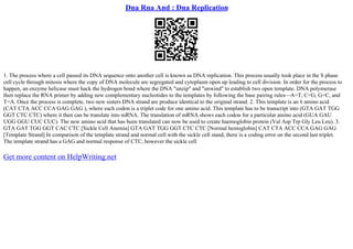 Rosalind Franklin Dna Replication | PDF