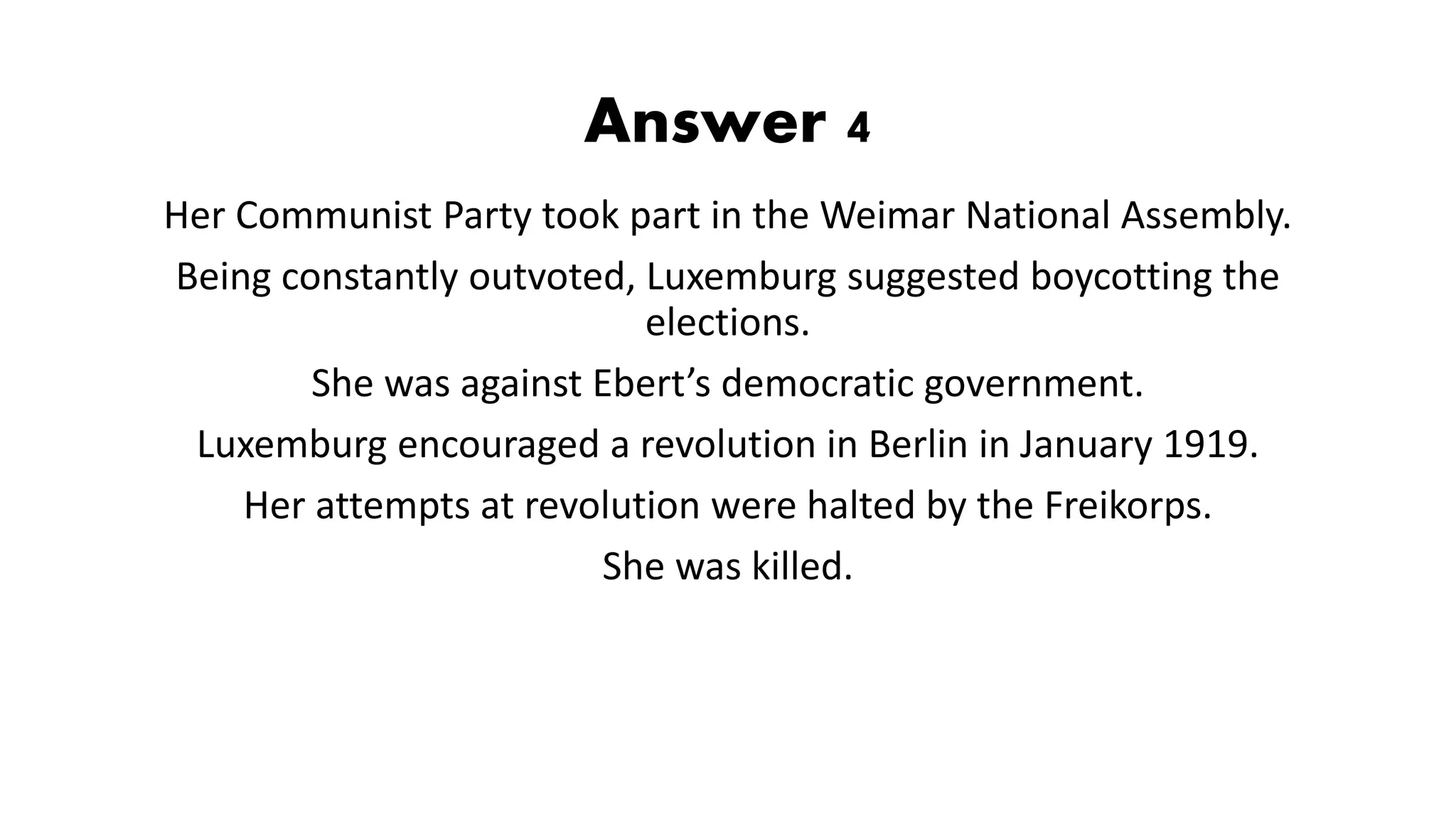 IGCSE HISTORY REVISION: ROSA LUXEMBURG | PPT IGCSE HISTORY REVISION: ROSA LUXEMBURG | PPT