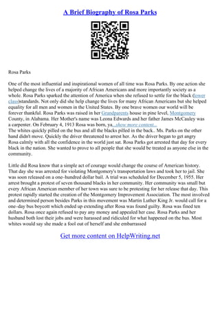 Rosa Parks Essay | PDF
