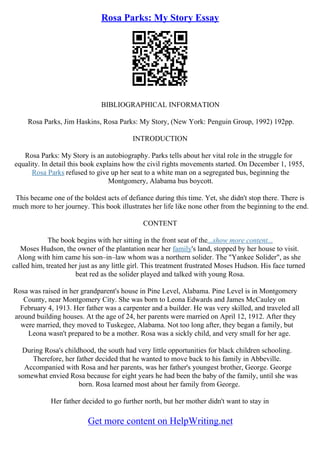 Rosa Parks Essay | PDF