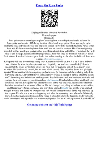 Rosa Parks Essay | PDF