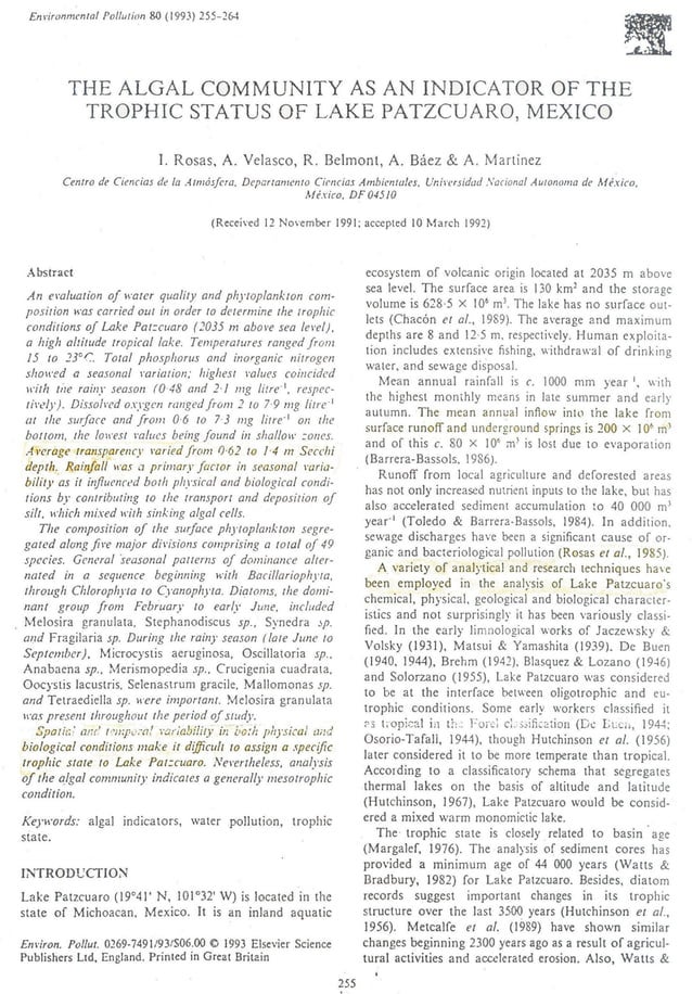 Rosas et al the algal community as an indicator | PDF