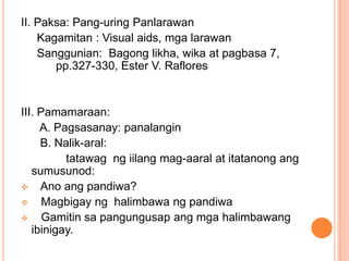 lesson plan pang-uring panlarawan | PPTX
