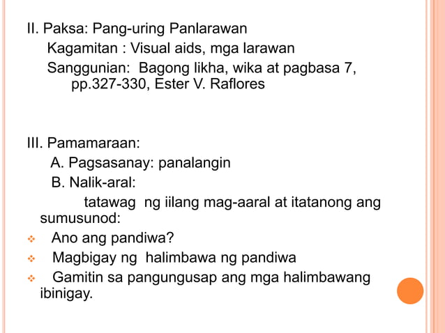 lesson plan pang-uring panlarawan | PPTX