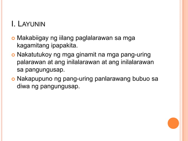 lesson plan pang-uring panlarawan | PPT