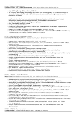 Instrument commissioning Engineer/Supervisor | PDF