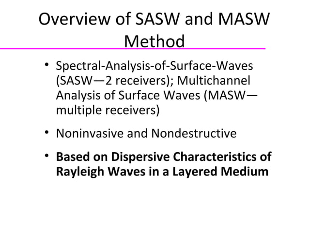 Multichannel analysis of surface waves | PPT | Geology | Science